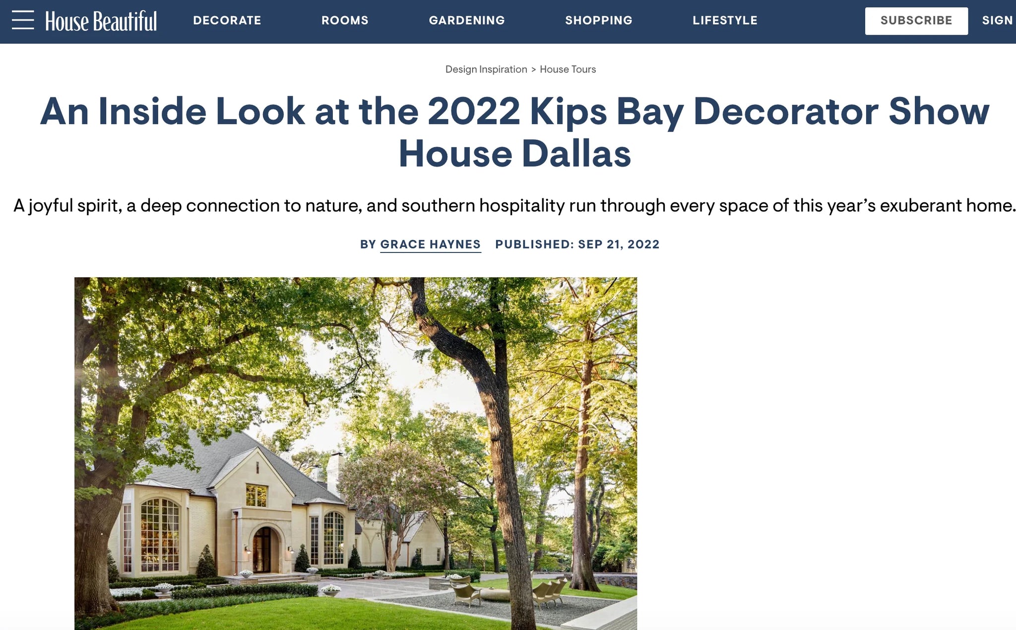 GRACE HAYNES | HOUSE BEAUTIFUL | SHOW HOUSE FEATURE